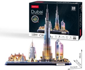 CubicFun - Puzzle 3D Dubai s LED světlem - 182 dílků