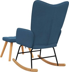 Houpací křeslo se stoličkou modré textil 328022