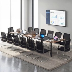 Costway 180 cm konferenční stůl, velký dřevěný pro 6-8 osob, obdélníkový