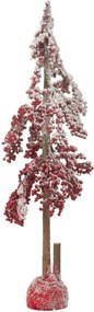 Vánoční dekorace zasněžený stromek s červenými bobulemi Berries M – 25*25*84 cm