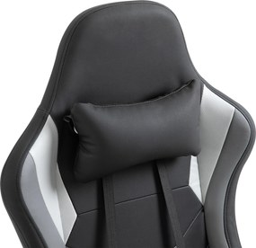Herní křeslo Vinsetto, výškově nastavitelné, s opěrkou hlavy a bederním polštářem, ergonomické, do 120 kg, s podnožkami, černé | Aosom.de