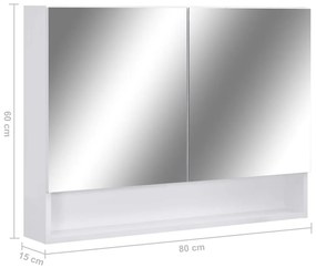 vidaXL Marketos LED koupelnová zrcadlová skříňka bílá 80 x 15 x 60 cm MDF