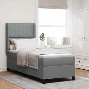 Postel s boxspringem s polštářem Světle šedá 190 x 90 cm textil 3341679