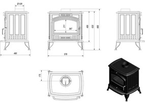 Kratki KOZA/K6/150 - Krbová litinová kamna 8kW 150mm