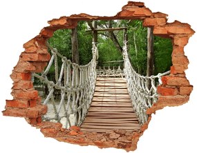 Wallmuralia Díra 3D ve zdi nálepka Visací most 90x70 cm