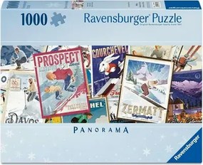 Ravensburger Panoramatické puzzle Staré lyžařské plakáty / 1000 dílků