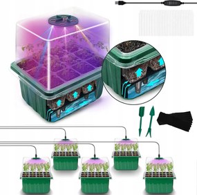 6 Ks Mini skleník pro výsev semen Propagator s Led osvětlením
