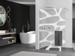 Mexen Kioto+, sprchová zástěna Walk-In s poličkou a věšákem 70 x 200 cm, 8mm čiré sklo bílý vzor, ​​broušená ocel profil, 800-070-121-97-97