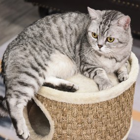 PawHut škrabadlo pro kočky 3 úrovně se sisalem a plyšem 37,5x37,5x70cm ideální pro milovníky koček