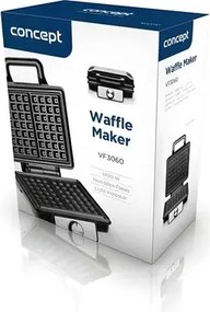 Concept VF3060 černá / Vaflovač / 1400 W / 2 vafle / obdélníkové