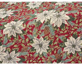SCANquilt ubrus BONA LUREX vánoční hvězda červenosmetanová 140 x 220 cm