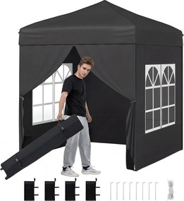 Costway Pop Up Pavilion Skládací zahradní altánek s odnímatelnými – černý