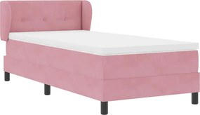Postel s boxspringem s čelo Růžová 100 x 200 cm samet 3340381