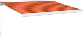 Zatahovací markýza oranžová a hnědá 3,5 x 2,5 m textil a hliník 3154542
