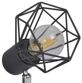 Černé industriální drátěné stínidlo se 2 bodovými LED žárovkami - Default Title