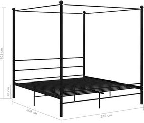 Rám postele s nebesy černý kovový 200 x 200 cm 325069