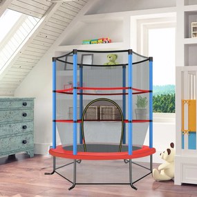 Costway Zahradní trampolína Ø 140 cm s ochrannou sítí trampolína pojme až 135 kg