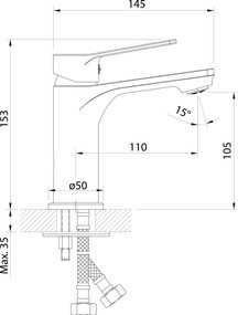 Aqualine Sintra Eco umyvadlová baterie stojánková 6 l/min bez výpusti chrom SX002-02
