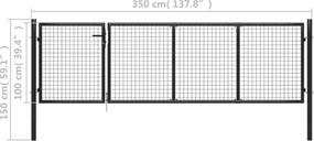 vidaXL Zahradní brána ocel 350 x 100 cm [144341] Barva: Zelená