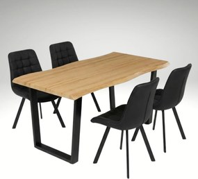 Vikio Jídelní set pro 4 osoby 160x90 cm dub noha U černá židle VJS156-4C