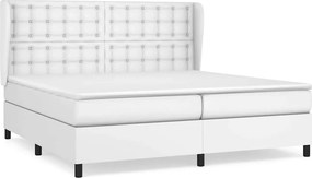 Box spring postel s matrací bílá 200x200 cm umělá kůže 3129052