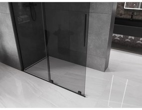 Mexen Velar, sprchová zástěna s posuvnými dveřmi Walk-in 140 x 200 cm, 8mm šedé sklo, černá matná, 871-140-000-43-70