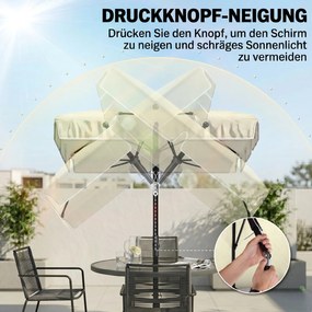 Outsunny Slunečník Plážový Slunečník Zahradní Slunečník na Balkon Ochrana před Sluncem Nastavitelný Krémově Bílý