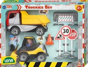 LENA Stavební sada Truckies / 12 dílků / od 2 let