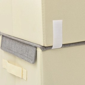 Stohovatelné úložné boxy 4dílná sada textil šedé a krémové - Default Title