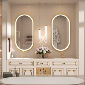 Tutumi Oválné zrcadlo 50x100 cm s vyhříváním a regulovatelným LED osvětlením HOM-02506