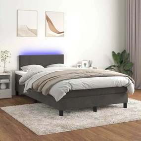Box spring postel s matrací a LED tmavě šedá 120 x 190 cm samet 3270142