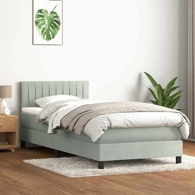 Box Spring Postel s matrací Světle šedá 90x220 cm Samet 3316431