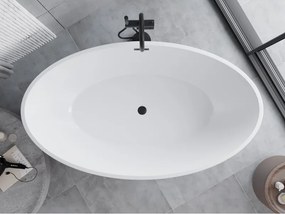 Mexen Nike, volně stojící vana 175 x 100 cm, bílá-černá, černý matný přepad, 54071751075-70