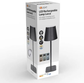 SOLIGHT LED nabíjecí lampička Lucca, 120lm, změna CCT, stmívání, černá