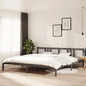 Rám postele šedý masivní dřevo 200 x 200 cm - Default Title