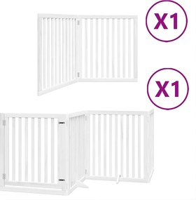 Zábrana pro psy s dvířky skládací 6 panelů bílá 480 cm topol 3155677