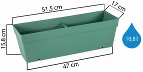 ALFIstyle Balkónový truhlík, samozavlažovací, 51,5cm, zelený
