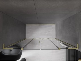 Mexen Velar L Duo, posuvné sprchové dveře do otvoru 170 cm, 8mm šedé sklo, zlatá matná, 871-170-003-42-55