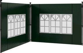 Outsunny Boční Zdi pro Altán 3x3 m a 3x6 m - Sada 2 Stěn s Okny 293x193 cm Tmavě Zelená