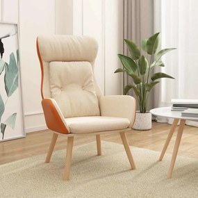 Relaxační křeslo krémové textil a PVC 341303