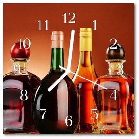Nástenné skleněné hodiny Alkoholy