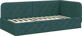Rohový rám postele Tmavě zelená 100 x 200 cm textil 3394057
