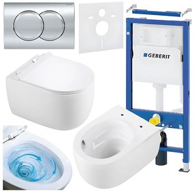 BPS-koupelny Podomítkový modul Geberit DuoFix s WC mísou LE-WH-TR-01 + ovládací tlačítko Delta 01 chrom