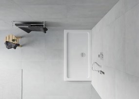 Mexen Flat obdélníková sprchová vanička slim 120 x 70 cm, bílá, sifon chrom - 40107012