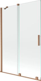 Mexen Velar, 2-křídlová posuvná vanová zástěna 120 x 150 cm, 8mm čiré sklo, měděná matná, 896-120-000-01-65