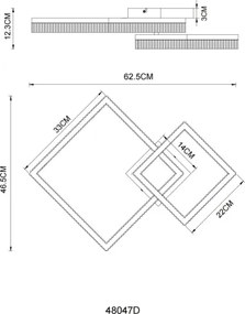 Globo 48047D - LED Stropní svítidlo ZARA LED/24W/230V 3000K 46,5x62,5 cm