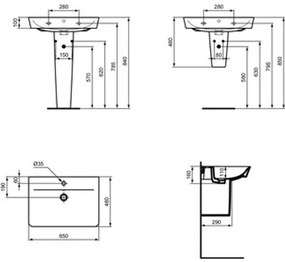 Ideal Standard Connect Air Umyvadlo Cube, 65x46x16 cm, Ideal Plus bílá E0297MA