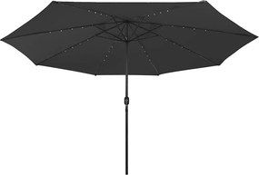 Zahradní slunečník s LED osvětlením 400 cm černý 312536