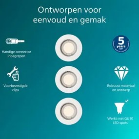 Philips Peridot bílá / Zápustné svítidlo / 3x GU10 / max. 7W / IP20