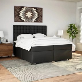 Box spring postel s matrací černá 200x200 cm umělá kůže 3293036